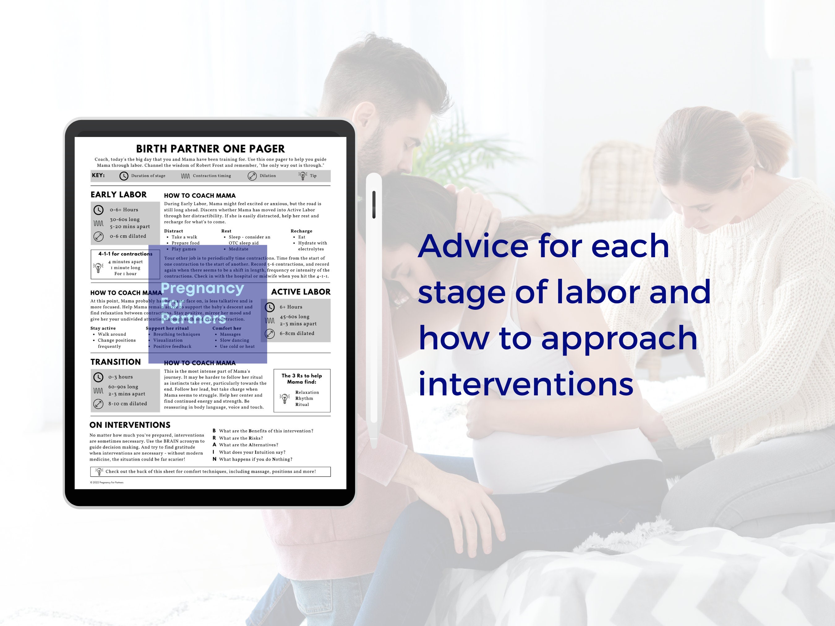 Birth Partner One Pager Birth Partner Cheat Sheet - Etsy