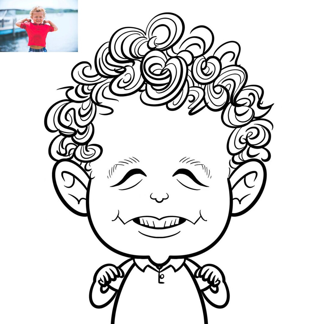 Custom Baby Child Drawing, Personalized Caricature Portrait, Digital ...