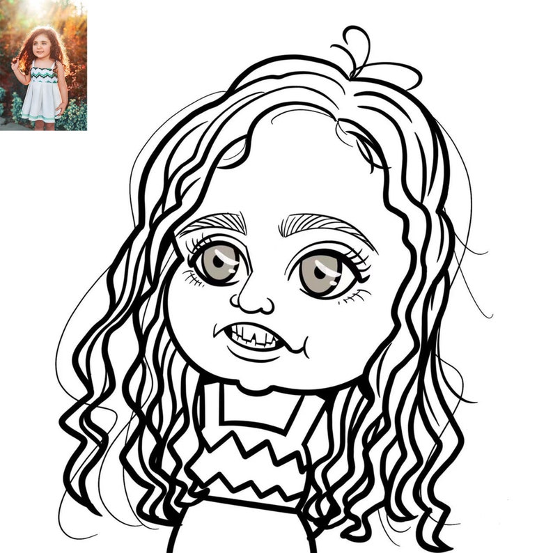 Custom Baby Child Drawing, Personalized Caricature Portrait, Digital ...