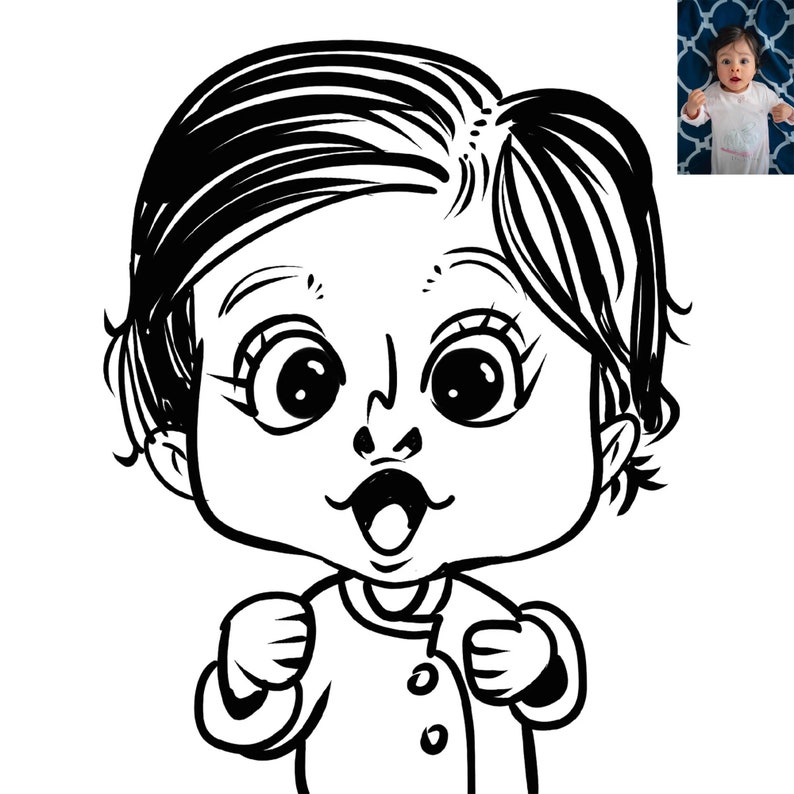Custom Baby Child Drawing Personalized Caricature Portrait - Etsy