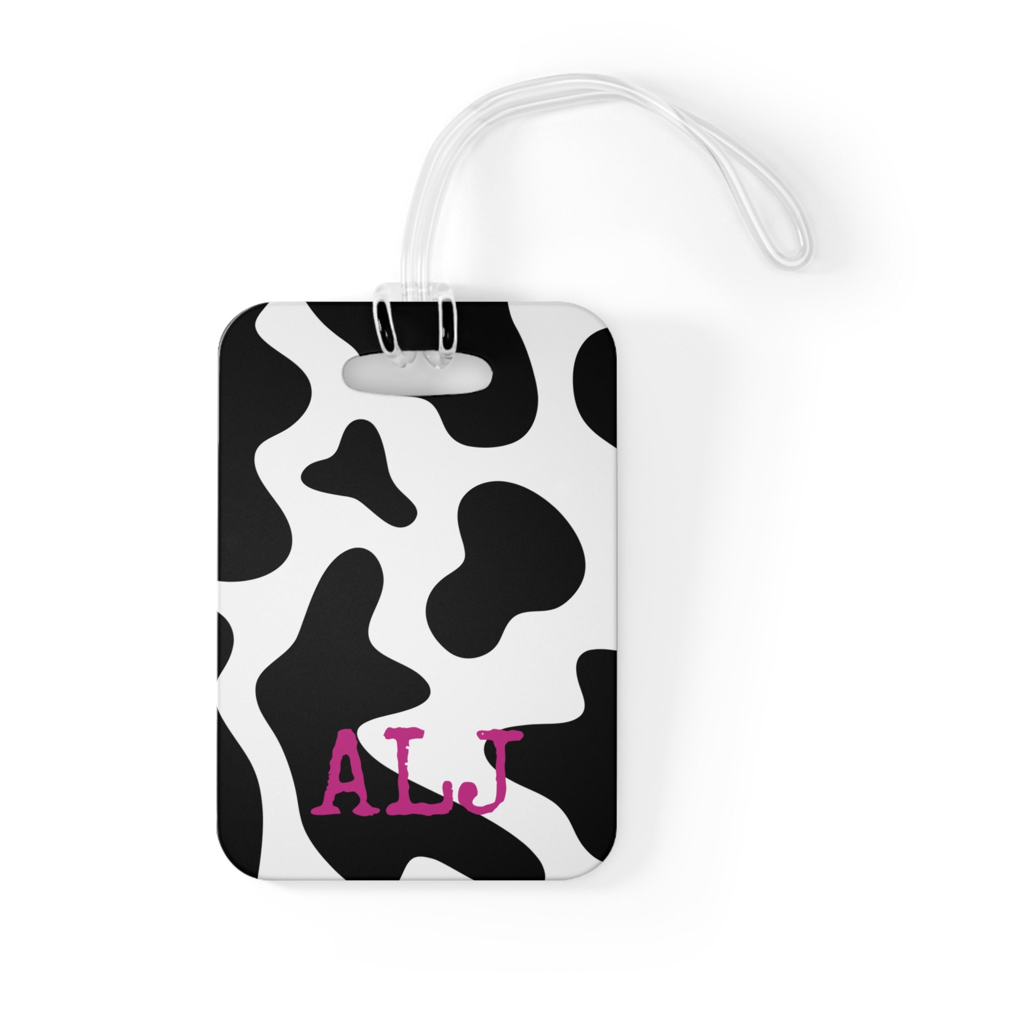 Personalized Cow Print Luggage Tag, Cute Bag Tag, Three Letter Initials ...