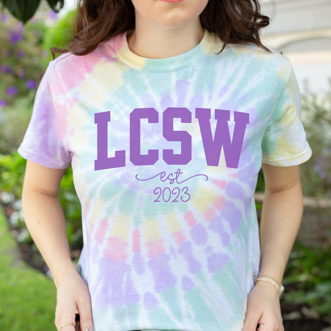 Custom LCSW EST Shirt, Tie Dye Social Worker Shirt, New Therapist Gift ...