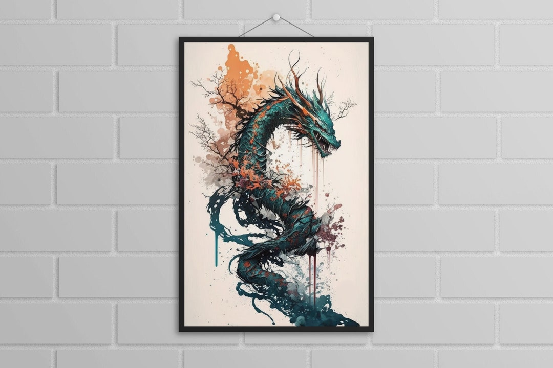 Jade Dragon Poster | 5 Printable Sizes | Fantasy Art Print | Dragon ...