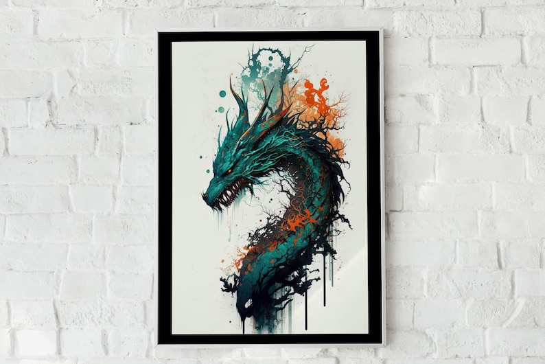 Jade Dragon Art Print | Mystical Fantasy Illustration (digital Download ...