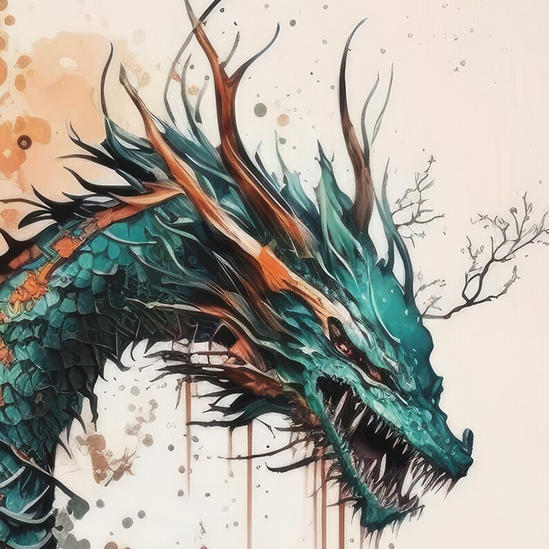 Jade Dragon Poster | 5 Printable Sizes | Fantasy Art Print | Dragon ...