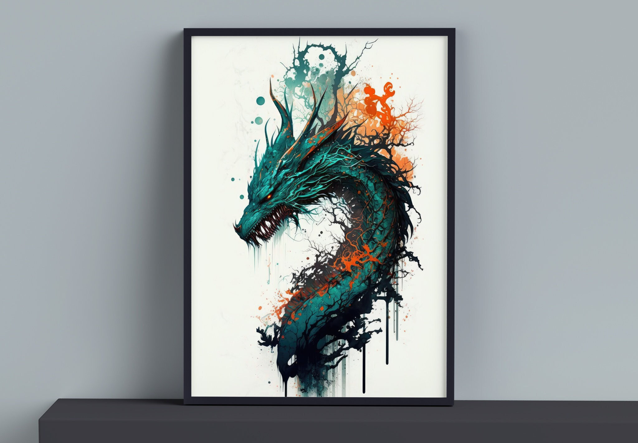 Jade Dragon Poster | Art Print | 5 Printable Sizes Dragon Poster ...