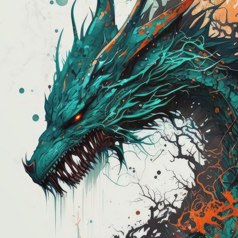 Jade Dragon Art Print | Mystical Fantasy Illustration (digital Download ...