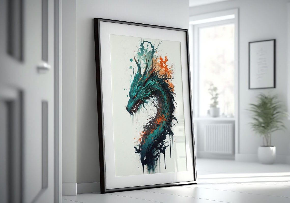 Jade Dragon Art Print | Mystical Fantasy Illustration (digital Download ...