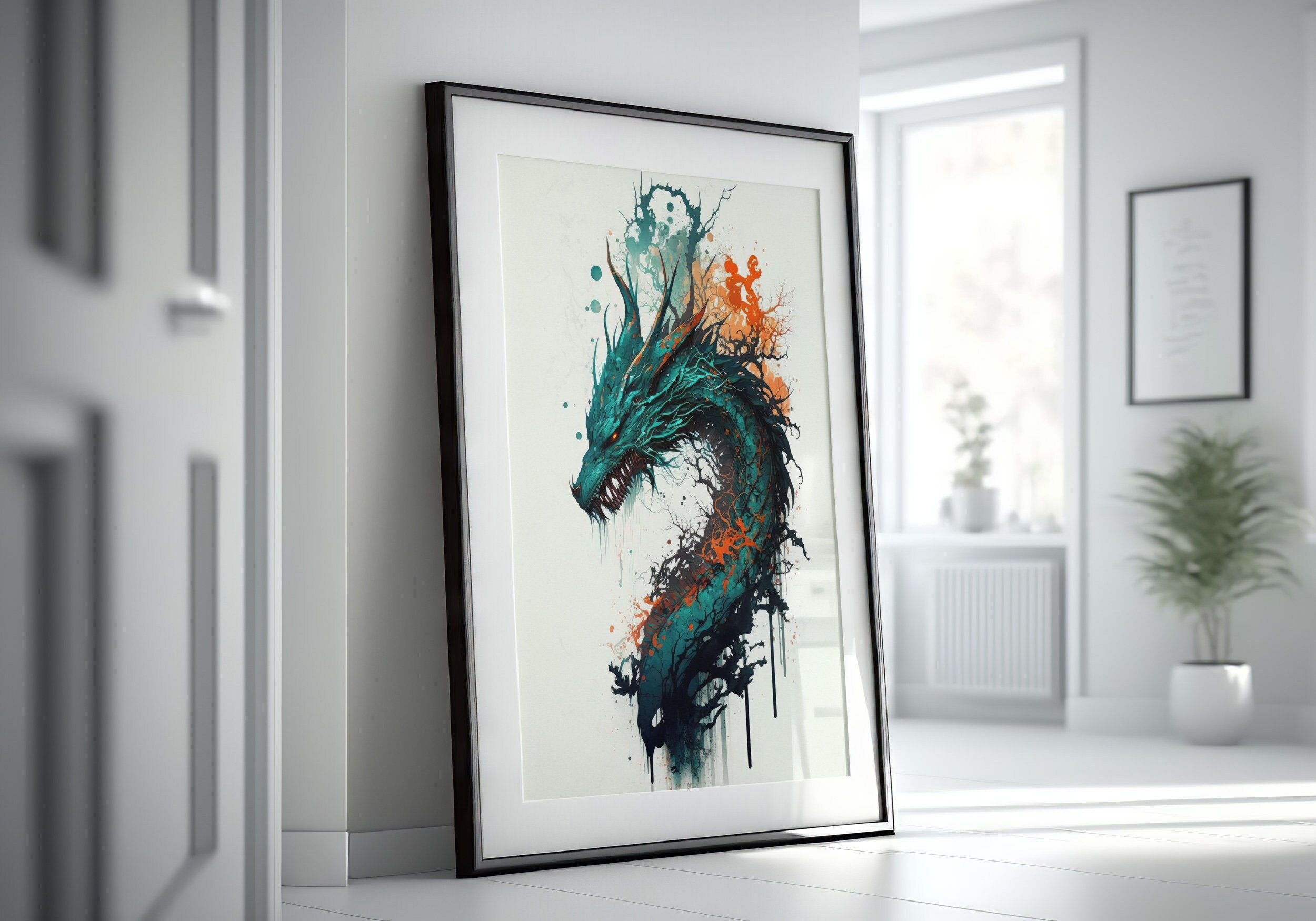 Jade Dragon Art Print | Mystical Fantasy Illustration (digital Download ...