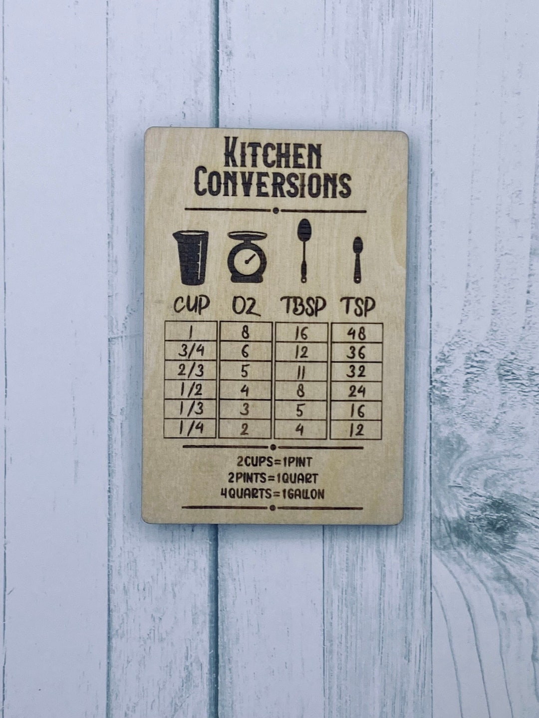 Kitchen Equivalents REFRIGERATOR MAGNETS | Cooking & Baking Conversions ...