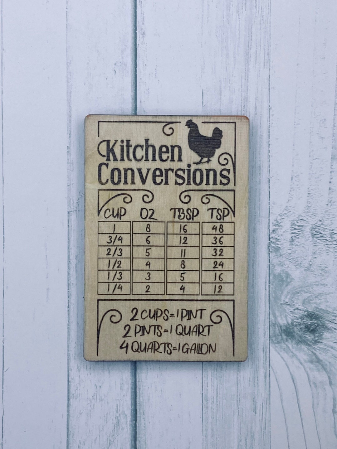 Kitchen Equivalents REFRIGERATOR MAGNETS Cooking & Baking Conversions ...
