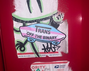 Trans off the Binary Sticker - Etsy