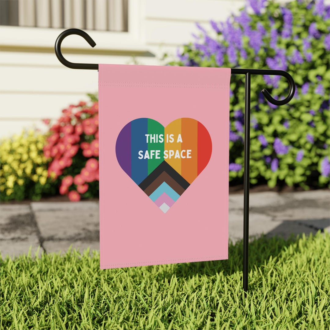 Gay Ally Garden Flag, This is a Safe Space, Inclusive House Banner ...
