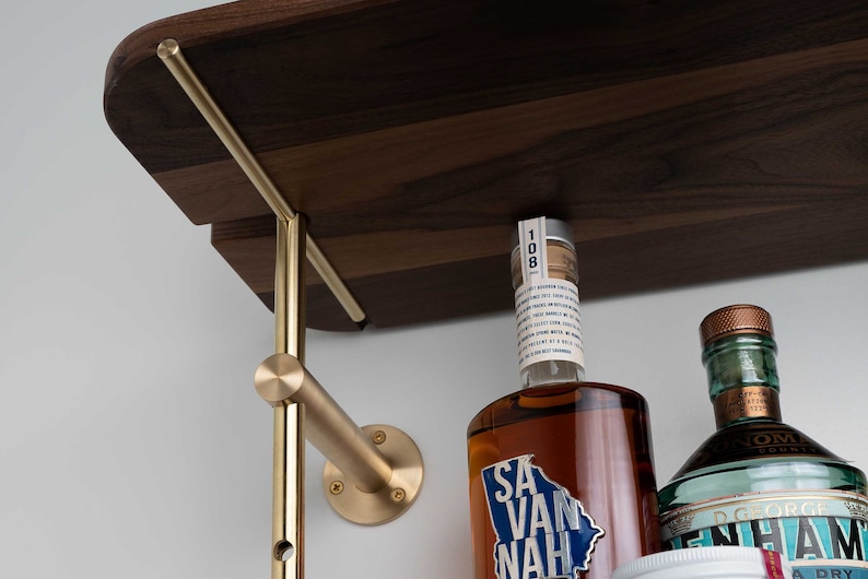 Brass and Walnut Shelves - Fully Customizable (up to 6’ High X 40” Wide ...