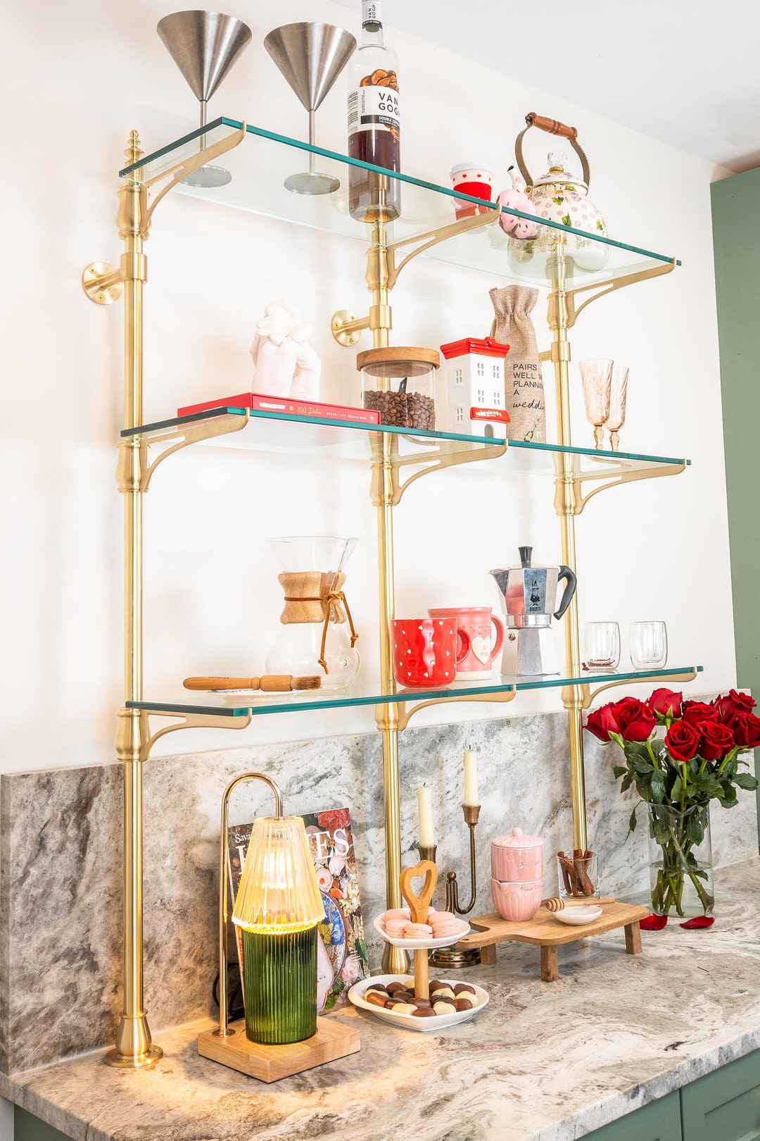 Cantilever Shelf Mounting Flange - Custom Brass Bistro Shelves | the Gilded Cantilever Shelf ...