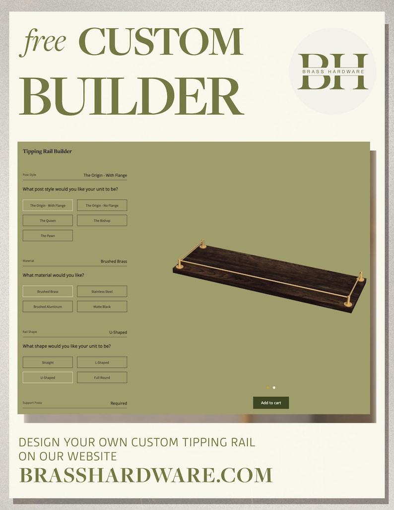 Customizable Brass Tipping Rail - Bottle Rail/ Shelf Rail / Fiddler ...