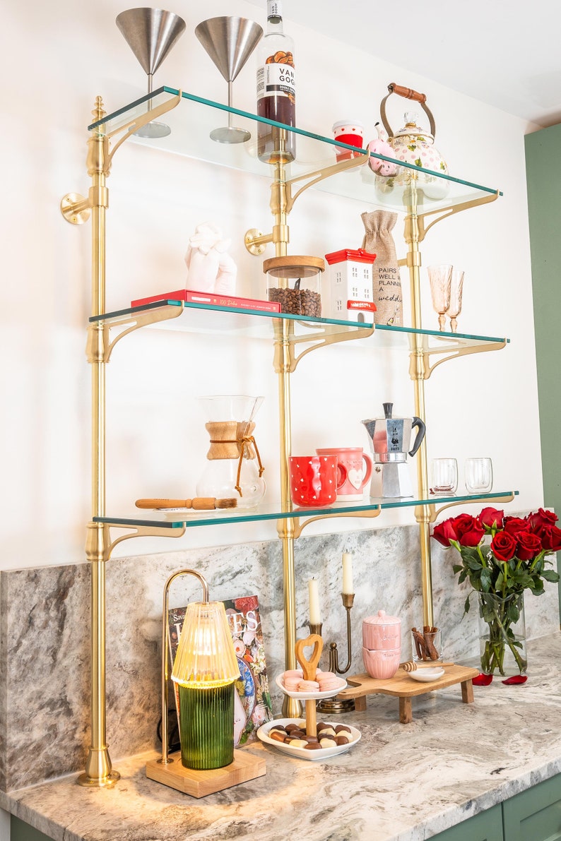 Cantilever Shelf Arm - Custom Brass Bistro Shelves | the Gilded ...