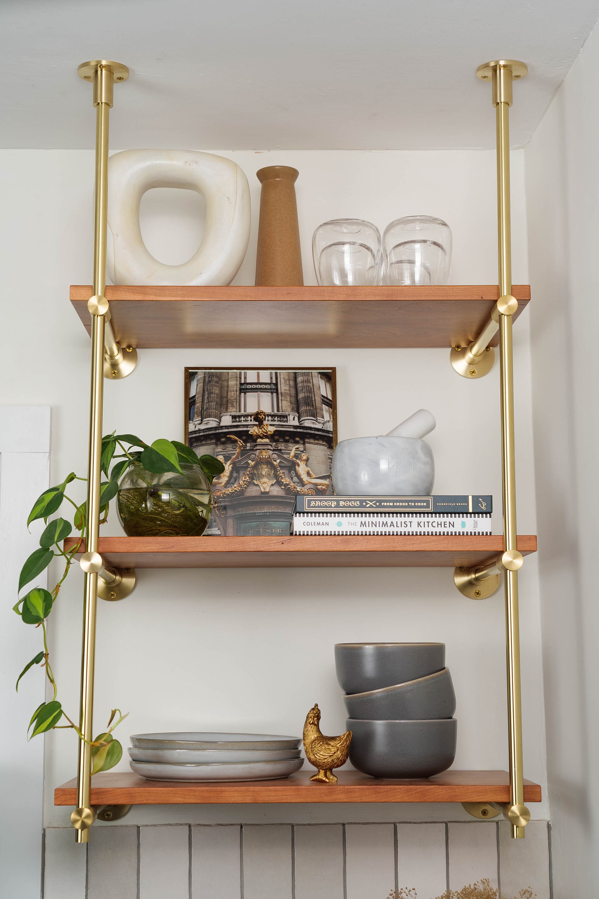 Modular Brass French Bistro Shelving Unit - Glass and Wood Shelving ...