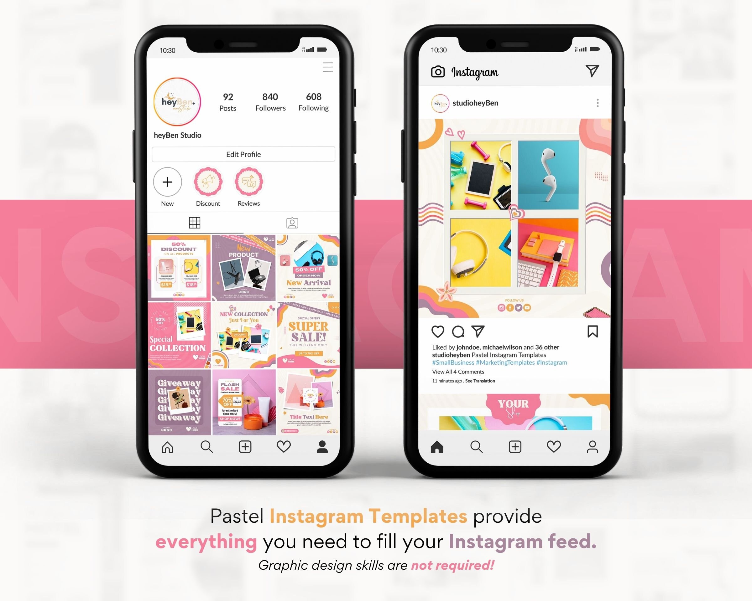 200 Pastel Instagram Template, Colorful Instagram Templates for ...