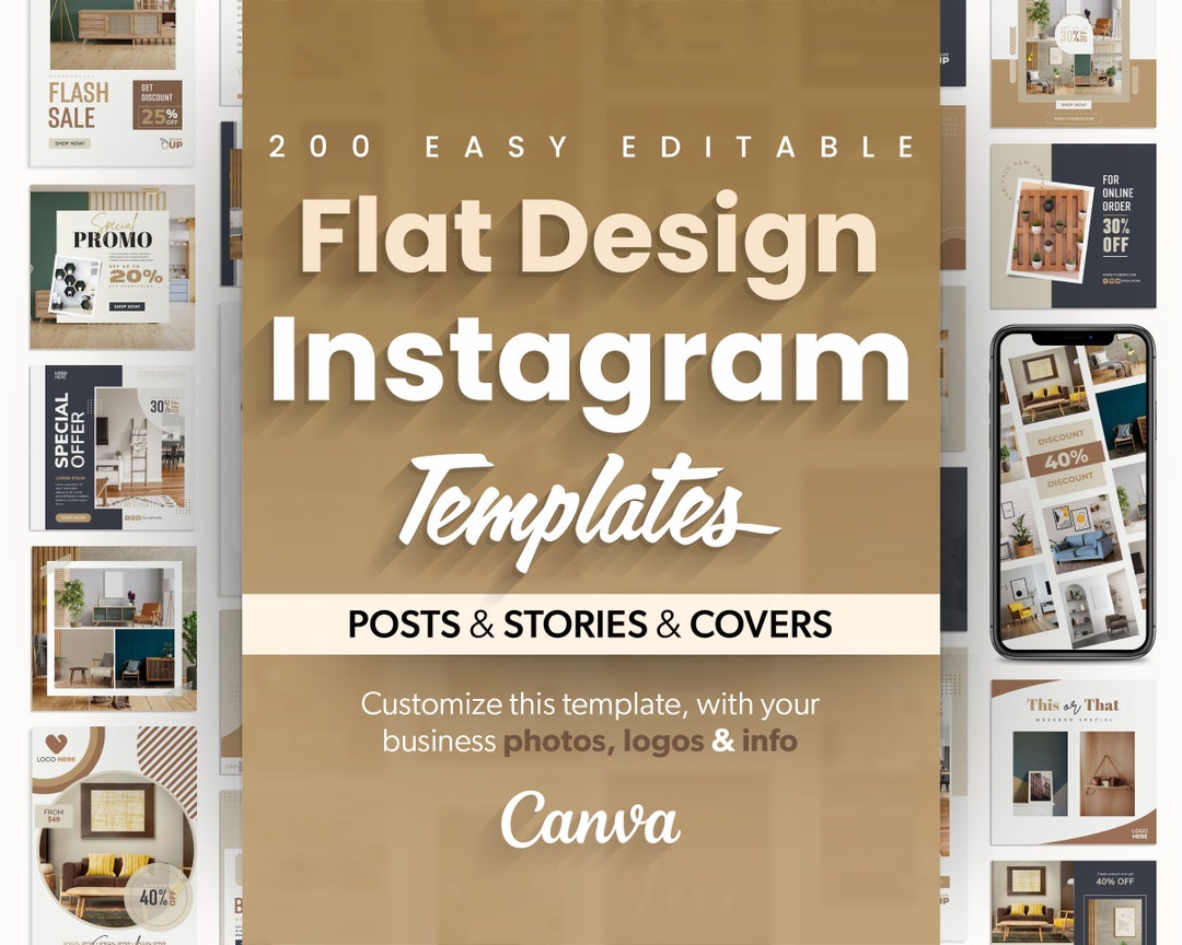 Flat Design Instagram Marketing Templates, Minimalist Instagram ...