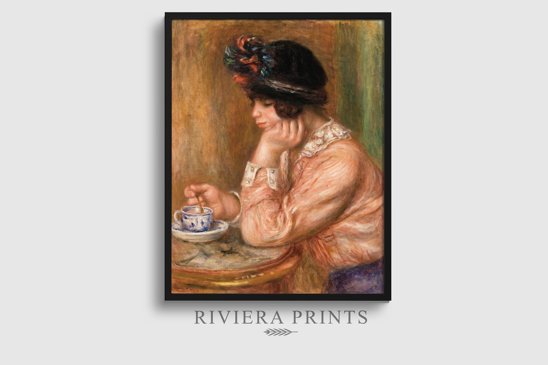 Vintage Woman Drinking Tea Oil Painting Woman Portrait Art Vintage Oil ...