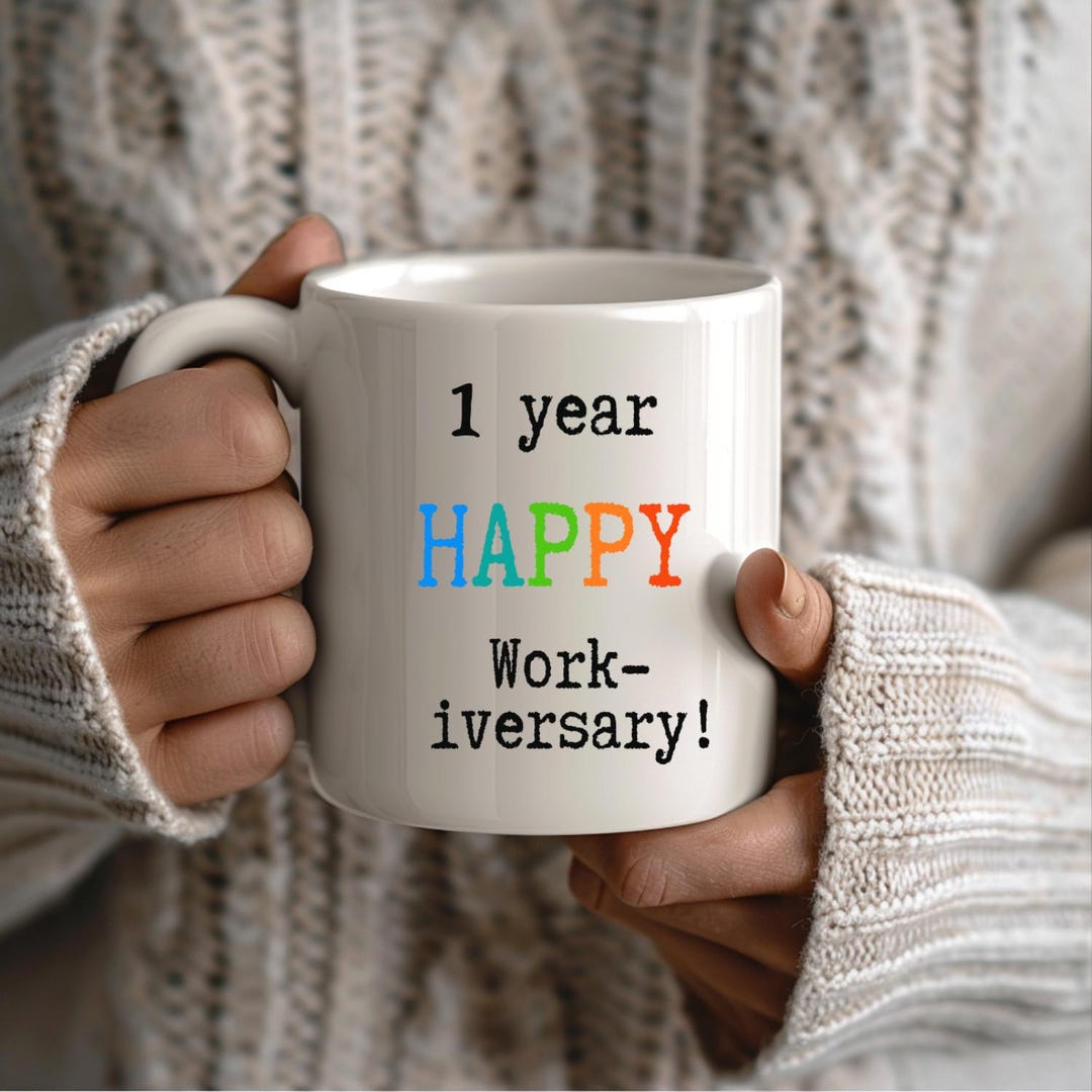One Year Work Anniversary Coffee Mug, Coworker Gift - Etsy