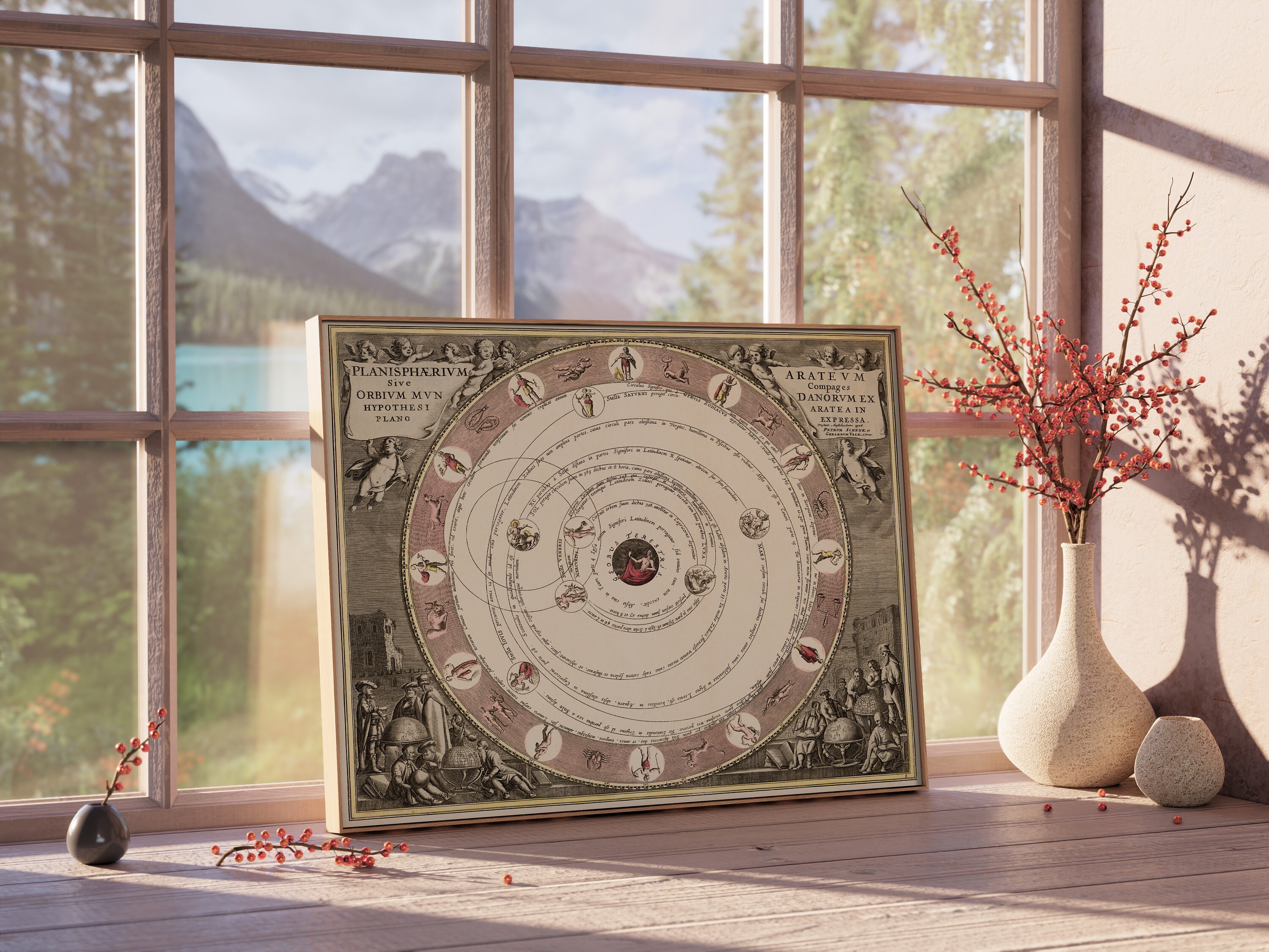 Antique Zodiac Map Vintage Celestial Chart Constellations Astrology ...