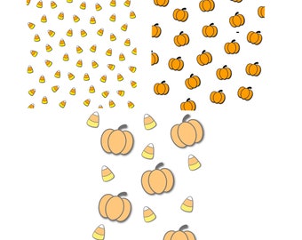 Halloween Digital Paper With Candy Corn, Ghost, Pumpkin, Cute Trick or ...
