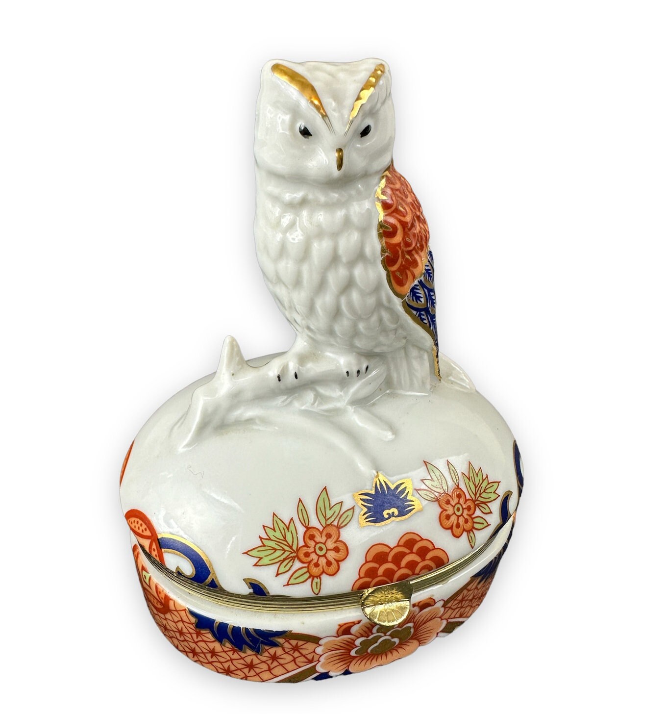 Sweet Ceramic Hinged Owl Trinket Box Andrea by Sadek made - Etsy