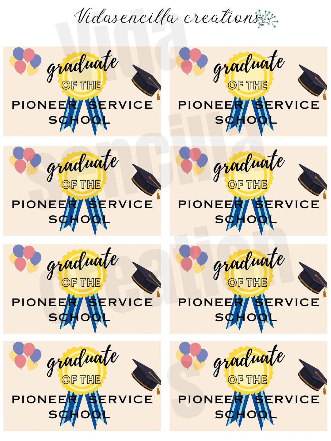 JW Pioneer Service School Graduate Printable. Gift Tag/sticker ENGLISH ...
