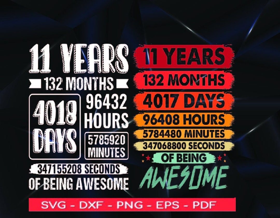 11th Birthday Svg 11 Years Old Svg 11th Birthday Png, 11th Birthday for ...