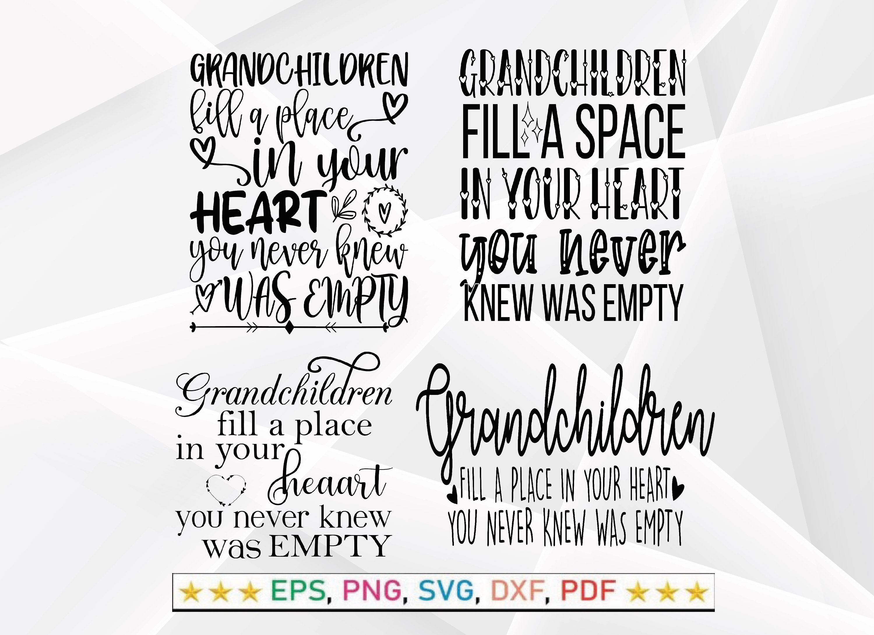 Grandchildren Fill A Heart SVG: Grandma Gift, Grandparent Saying ...