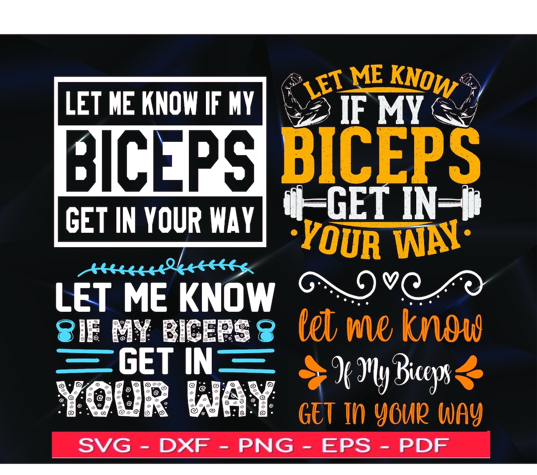 Funny Biceps Gym Workout Quotes SVG PNG (digital Download) - Etsy