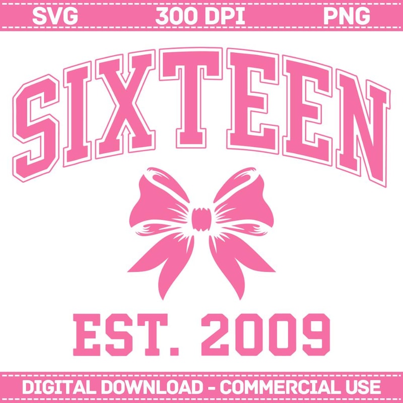 Coquette Bow Sixteen Svg - Etsy