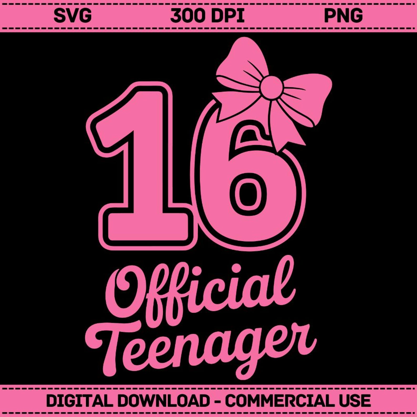 Coquette Bow Sixteen Birthday Png Svg, Personalized Age Number Svg ...