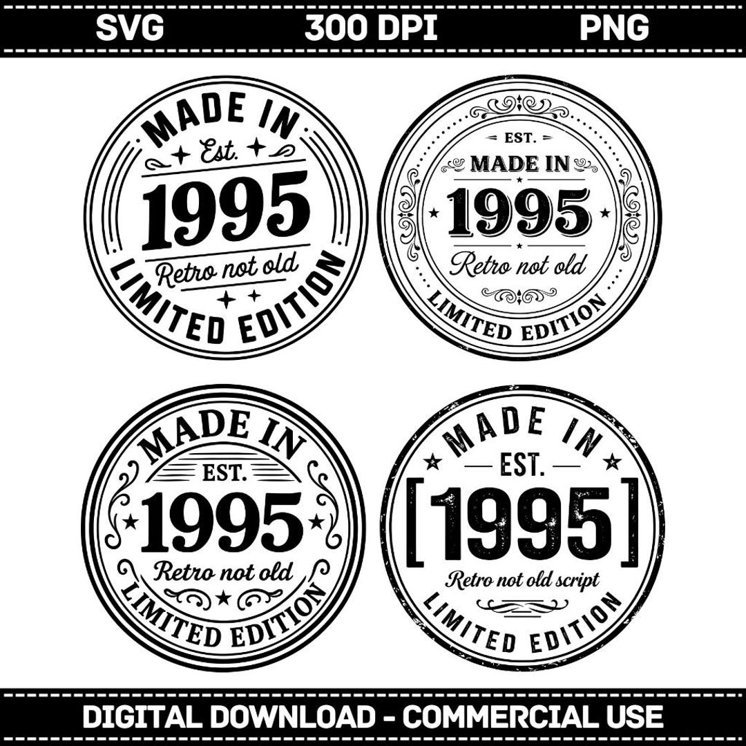 31th Birthday Svg Png, 1995 Svg, Born in 1995 Vintage Svg, Vintage 1995 ...
