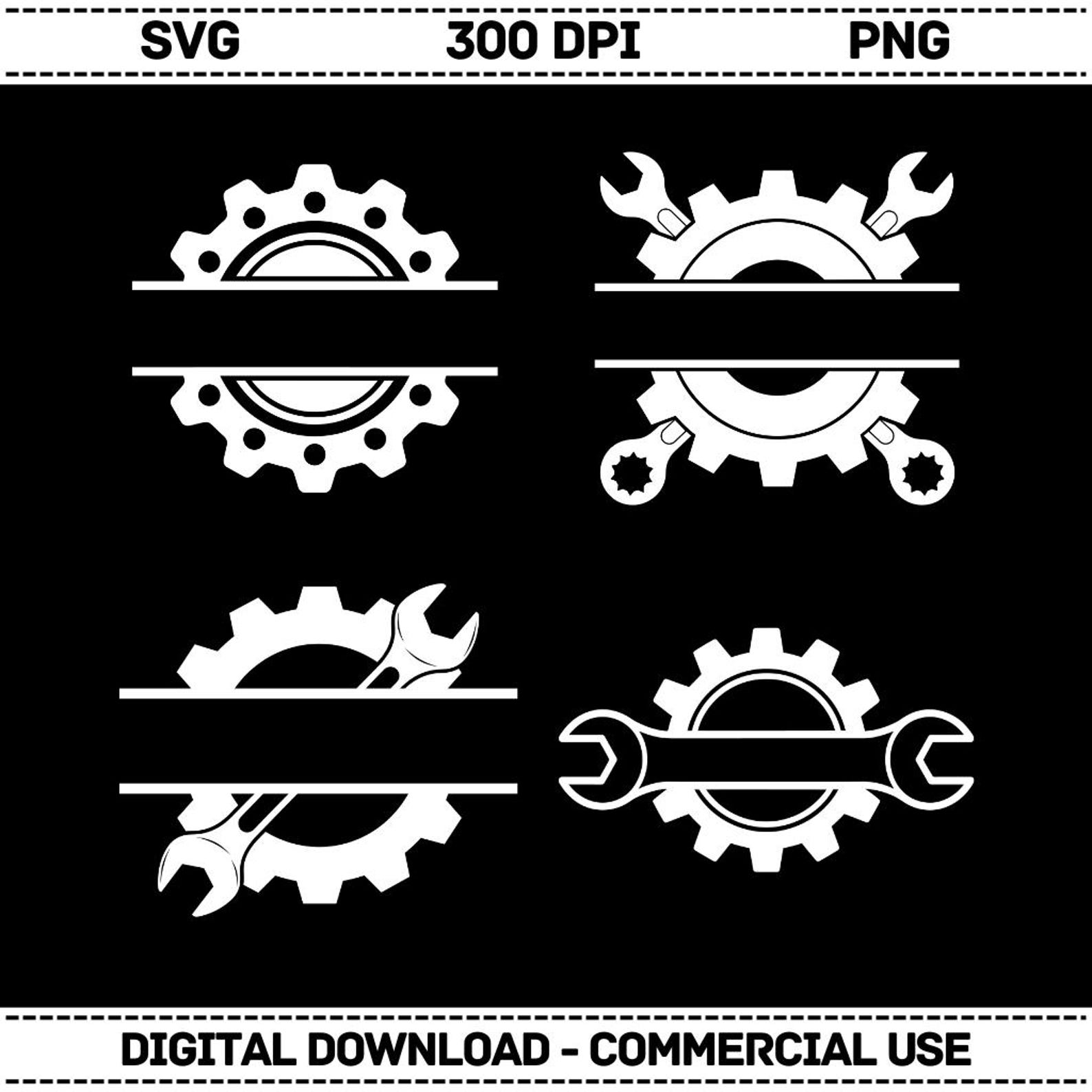Mechanic Logo Monogram Svg Png, Mechanic Split Name Frame Design ...