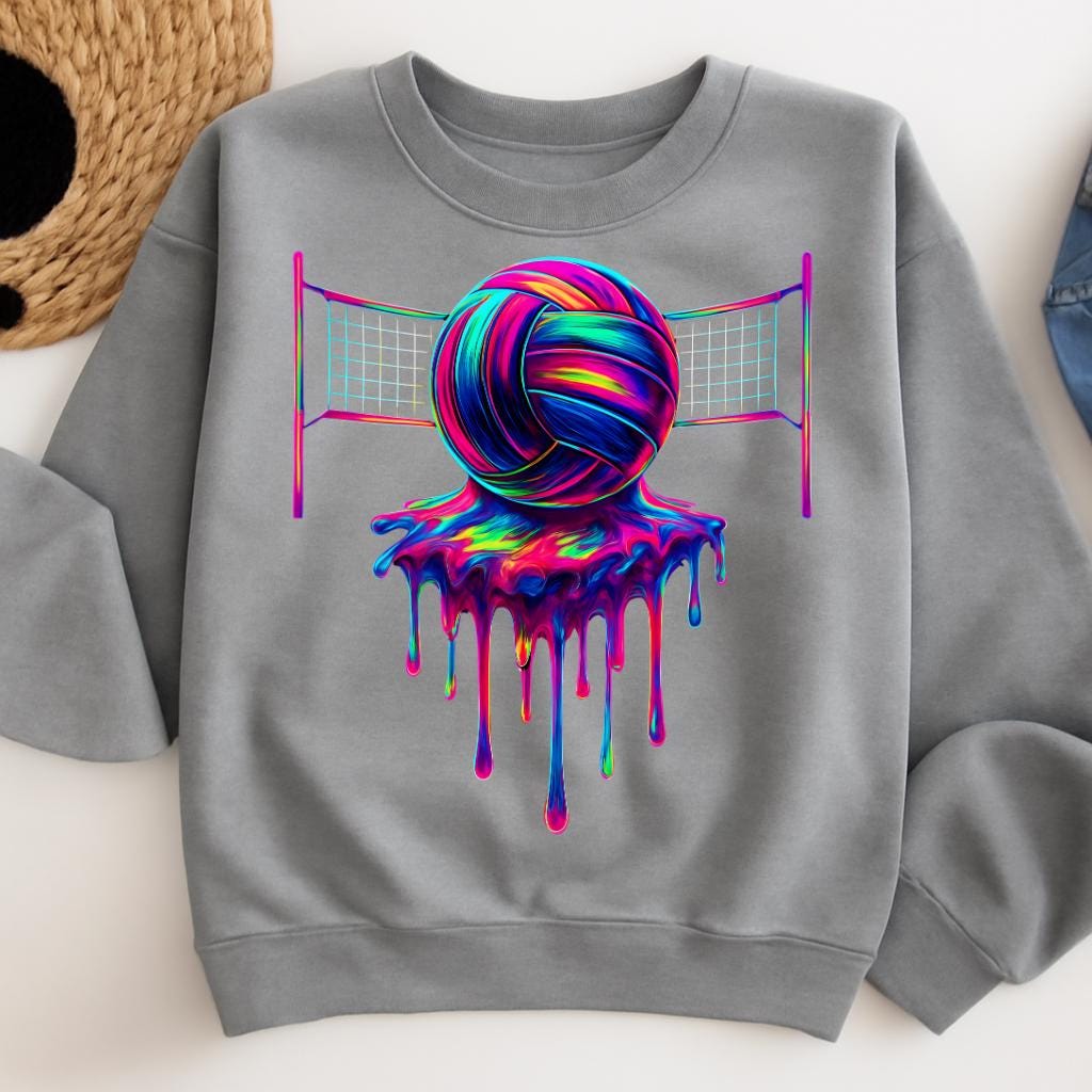 Volleyball Drip Png Svg, Neon Spike Flow Graphic Svg, Volleyball Png ...