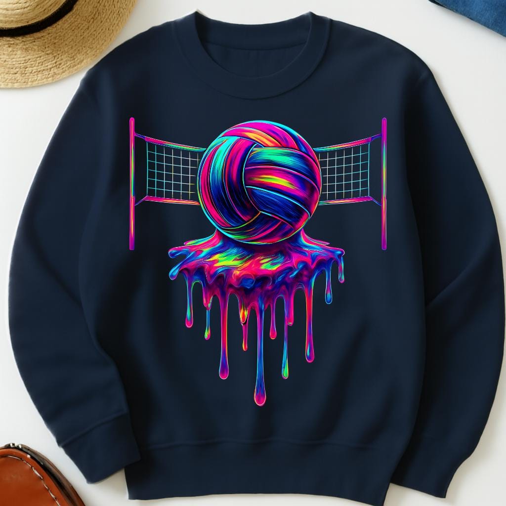 Volleyball Drip Png Svg, Neon Spike Flow Graphic Svg, Volleyball Png ...