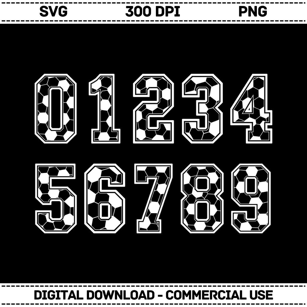 Soccer Jersey Numbers Svg Png, Soccer Football Svg, Customize Your ...