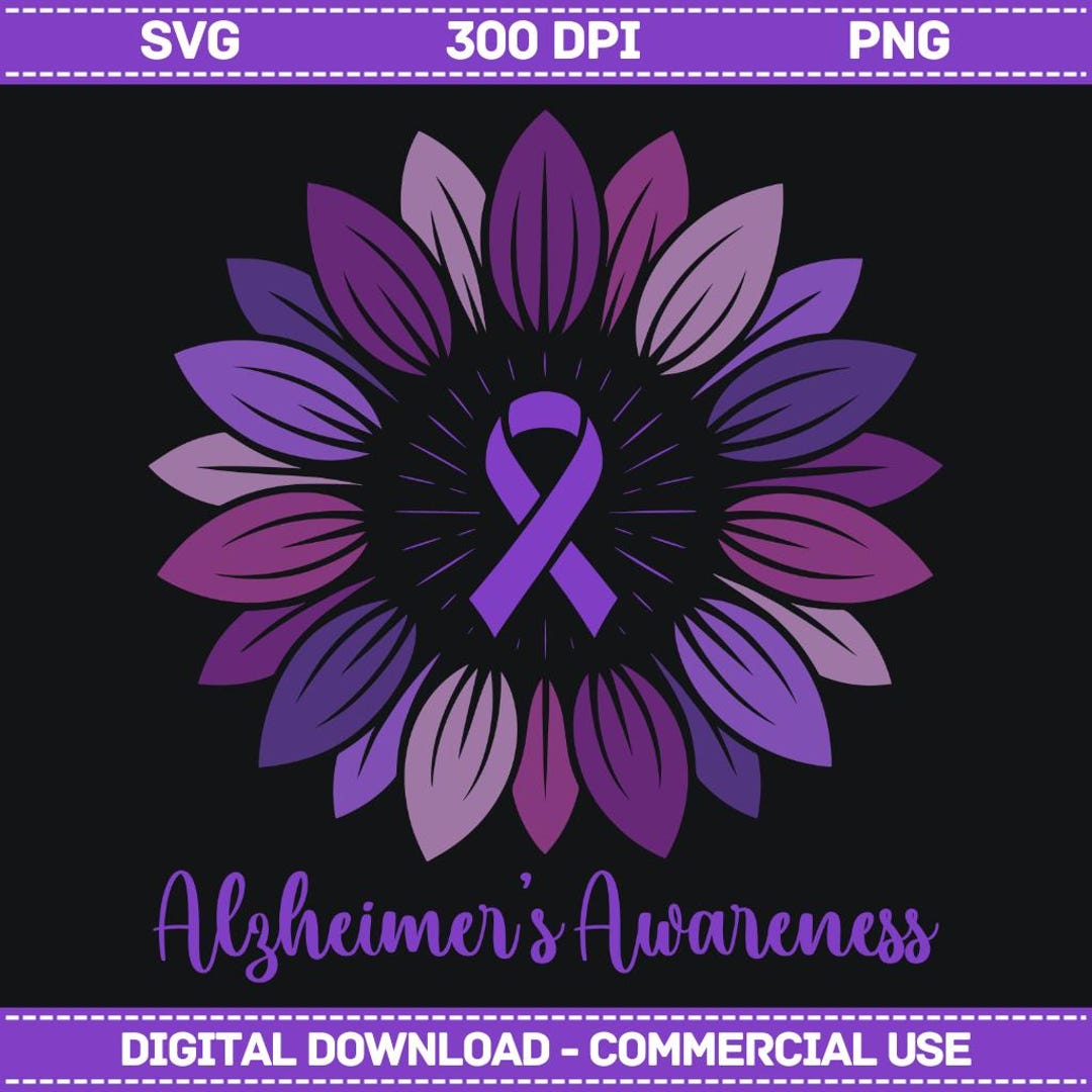 Alzheimer’s Disease Awareness Flower Png Svg, Sunflower Alzheimer ...