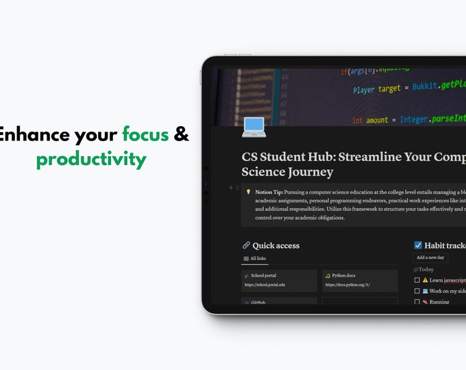The A+ Student Hub | Digital Notion Student Planner Template ...