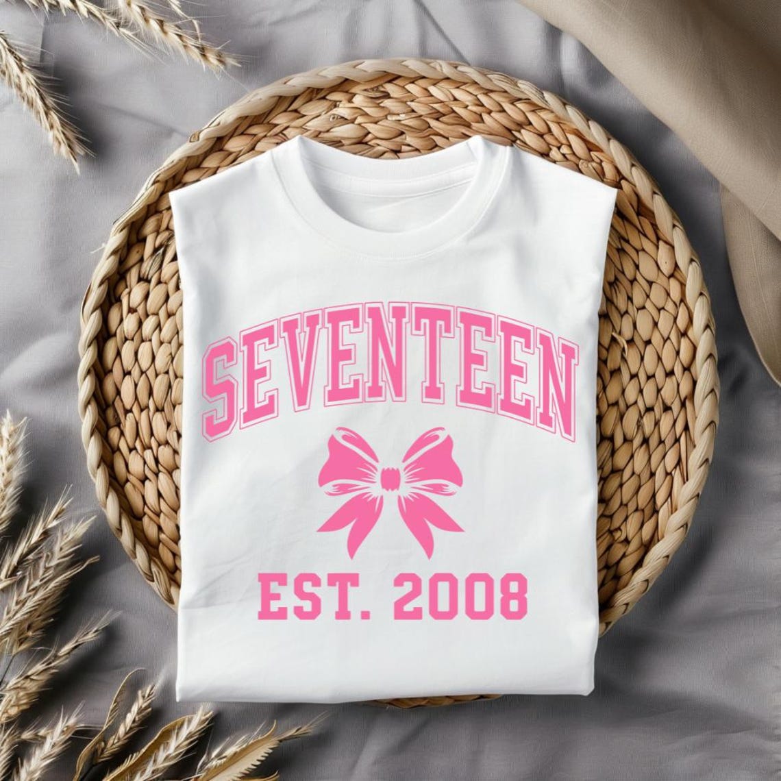 Coquette Bow 17th Birthday Png Svg, Pink Bow Girls Seventeen Birthday ...