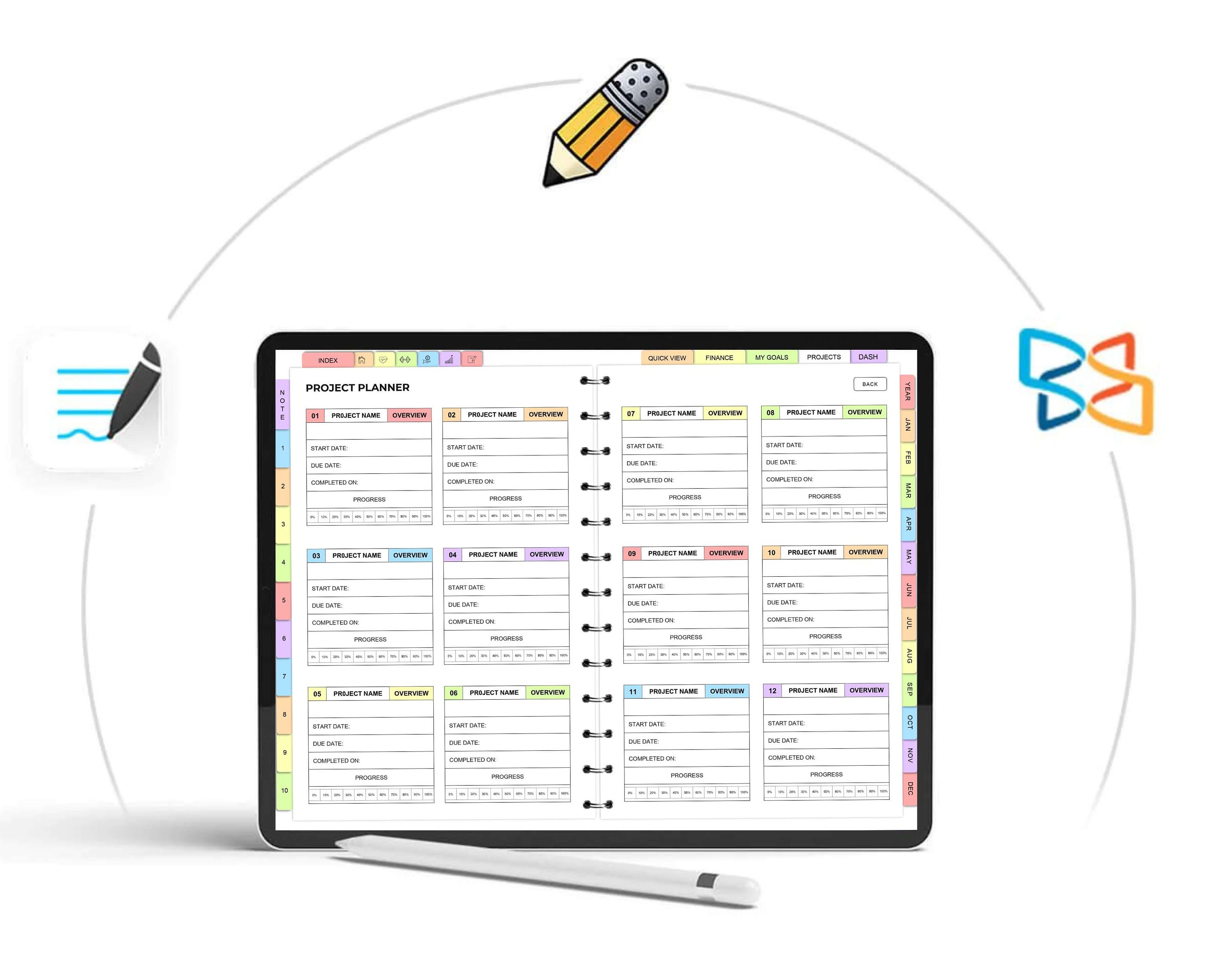 All-in-one Digital Planner 2024, 2025 & Undated, Goodnotes Planner ...