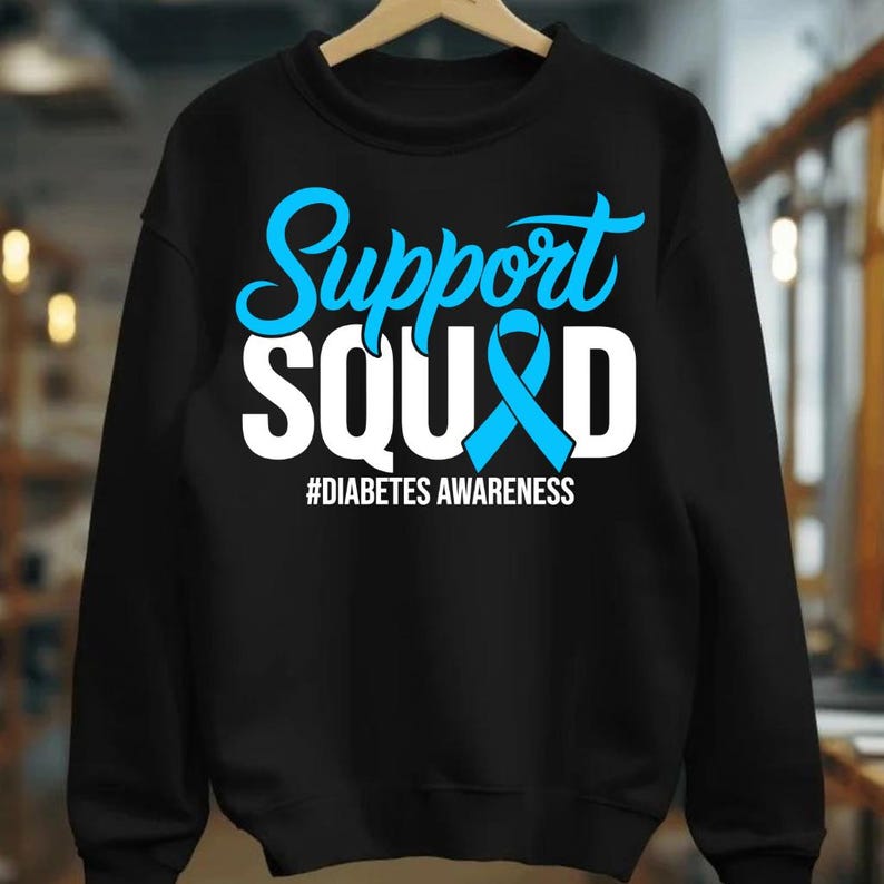 Support Squad Diabetes Awareness Svg Png, Blue Ribbon Svg, Diabetic ...