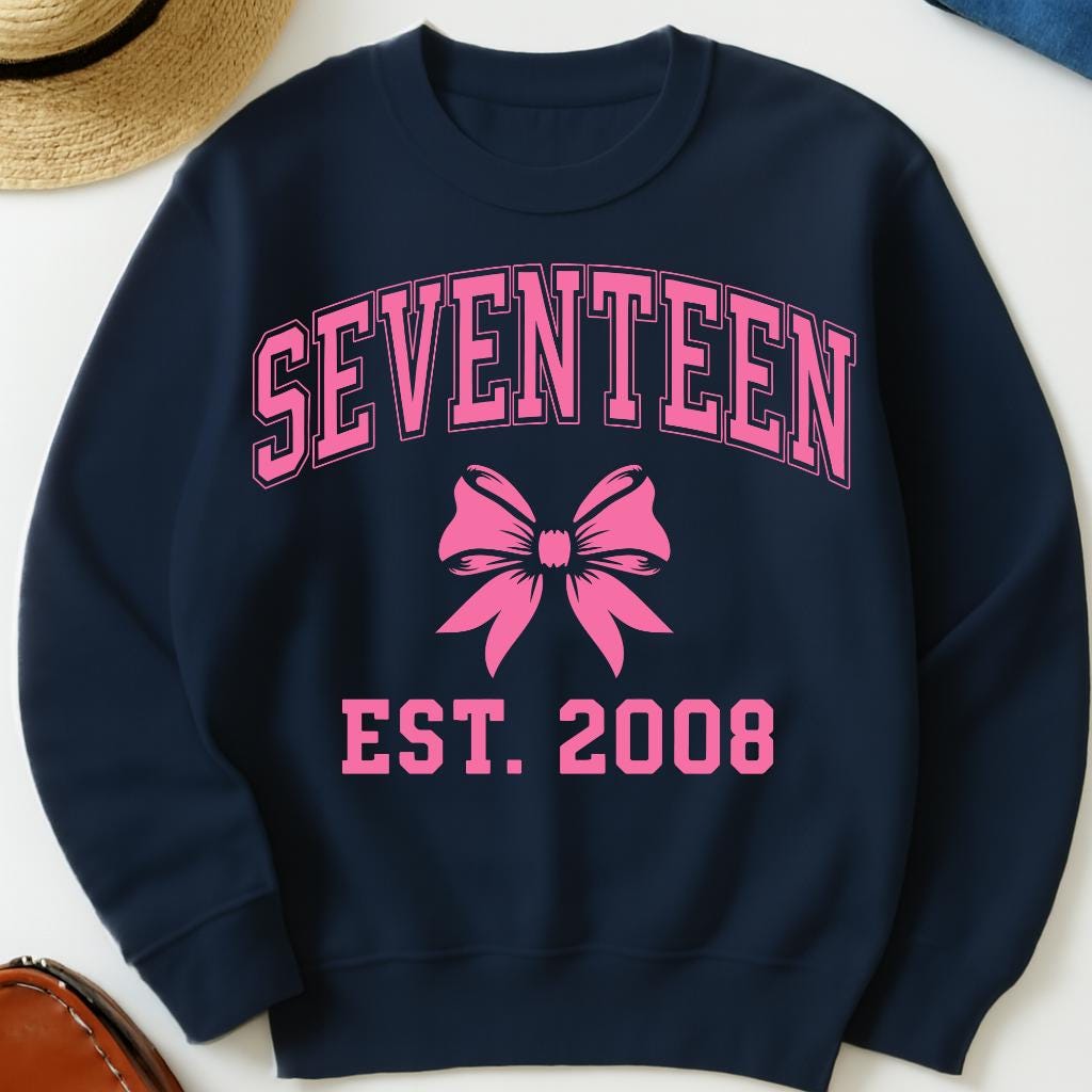 Coquette Bow 17th Birthday Png Svg, Pink Bow Girls Seventeen Birthday ...