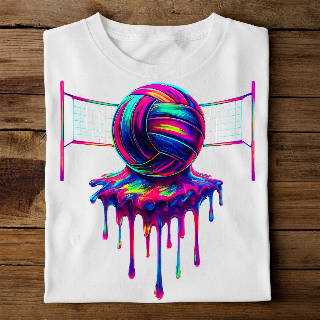 Volleyball Drip Png Svg, Neon Spike Flow Graphic Svg, Volleyball Png ...