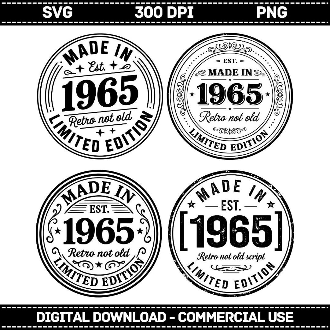 61th Birthday Svg Png, 1965 Svg, Born in 1965 Vintage Svg, Vintage 1965 ...