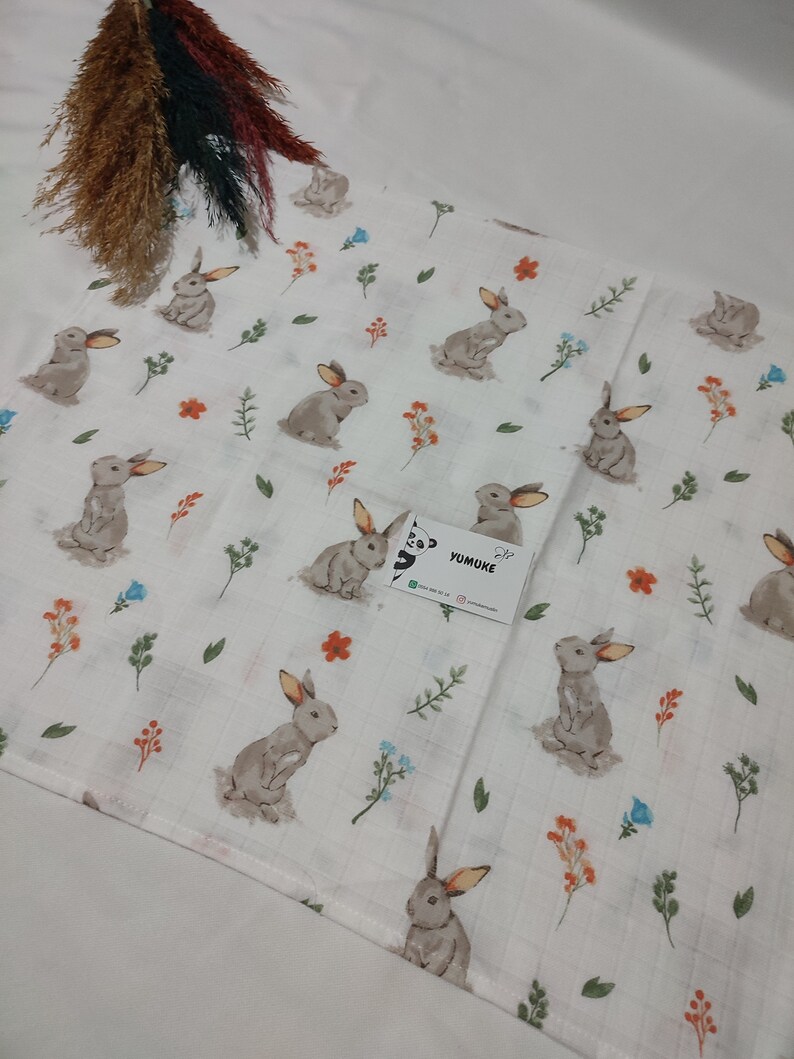 Bunny Muslin Swaddle Baby Blanket, Rabbit Organic Receiving Blanket ...