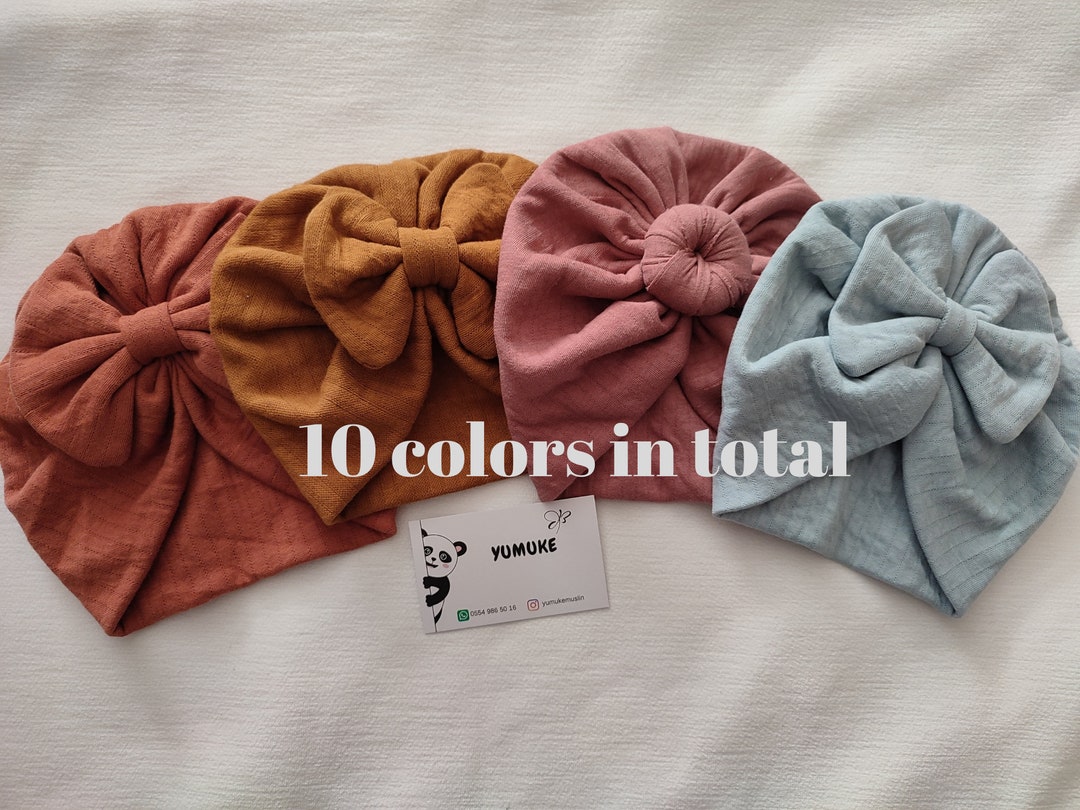 Muslin Combed Fabric Baby Turbans, Knot Baby Turban Hat, Newborn Beanie ...